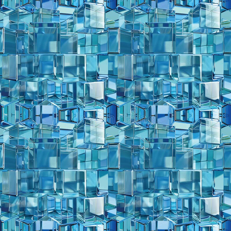 Transparent Cubes Seamless Pattern, Blue Glass Cube Background ...