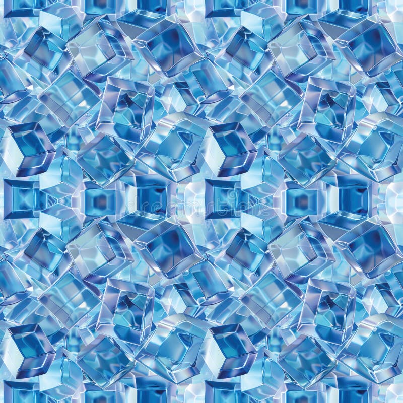 Transparent Cubes Seamless Pattern, Blue Glass Cube Background ...