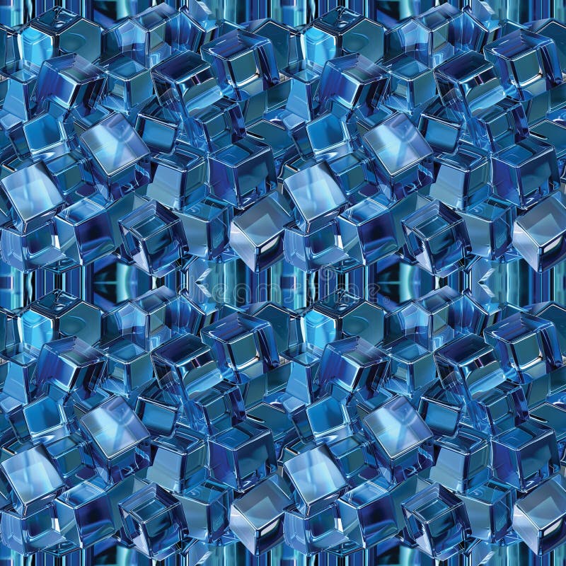Transparent Cubes Seamless Pattern, Blue Glass Cube Background ...