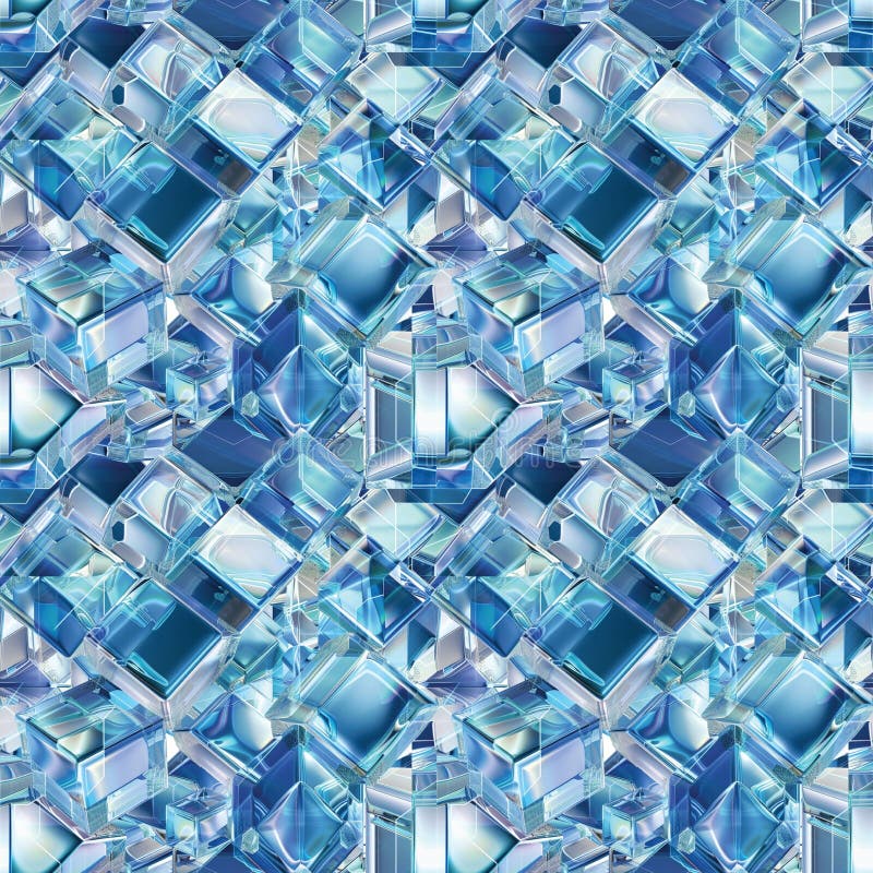 Transparent Cubes Seamless Pattern, Blue Glass Cube Background ...