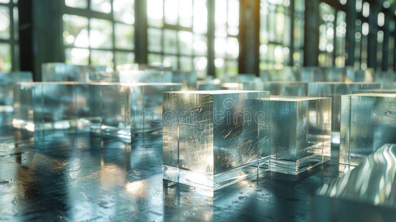 Transparent Cubes on Table with Sunlight. Stock Photo - Image of ...