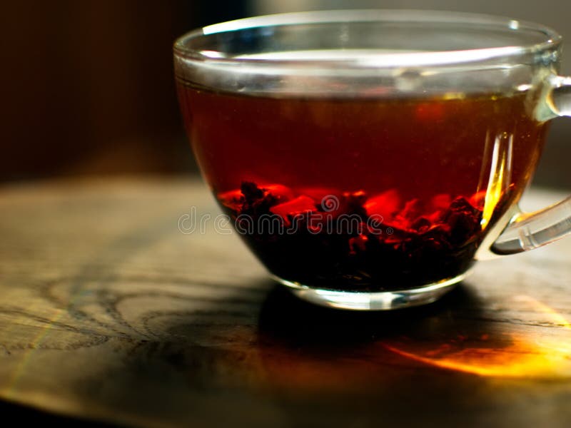 Transparent Cup of Golden Strong Tea. Glass Cup with Tea. Stock Image ...