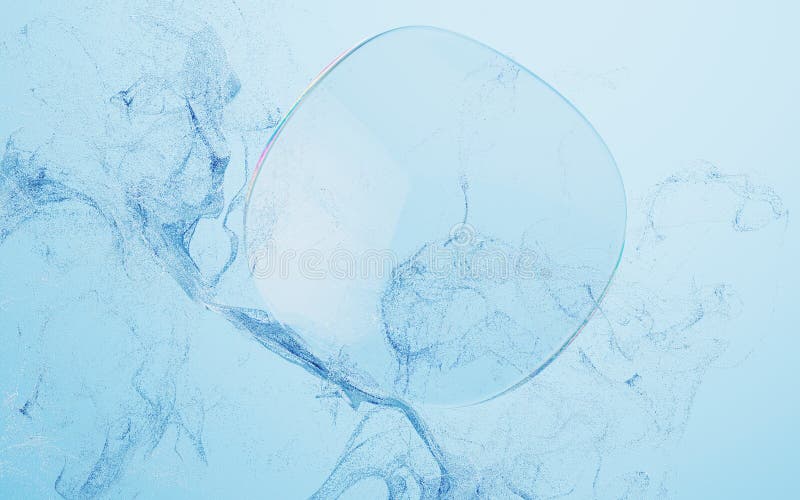 Transparent Curve Glass with Wave Particles, 3d Rendering Stock ...