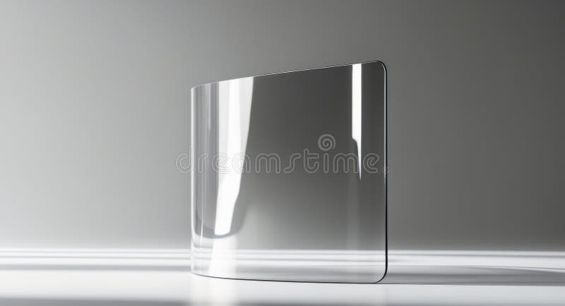 Transparent Curved Display Mockup with Reflection on a Light Gray ...