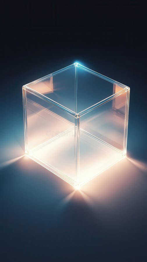 Transparent 3D Box with Soft Glow Effect Stock Illustration ...