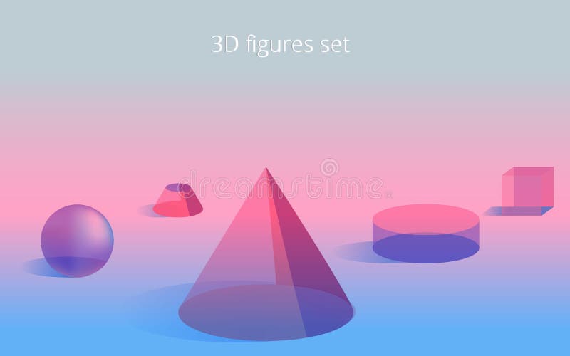 Transparent 3D Primitives Elegant Composition , Realistic Vector ...