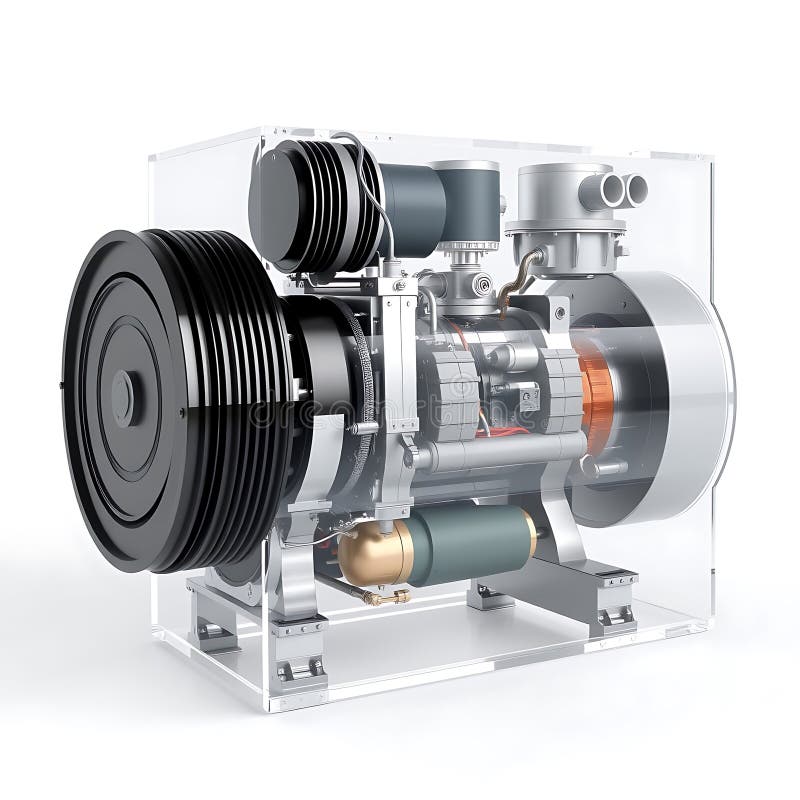 A Transparent 3D Render of a Compressor Showing Its Internal Components ...