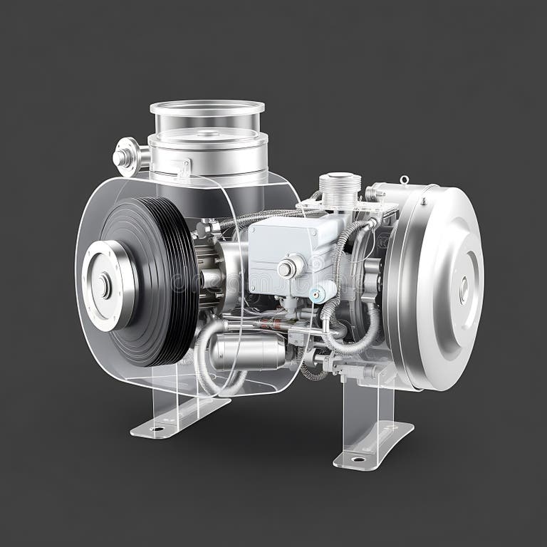 A Transparent 3D Render of a Compressor Showing Its Internal Components ...