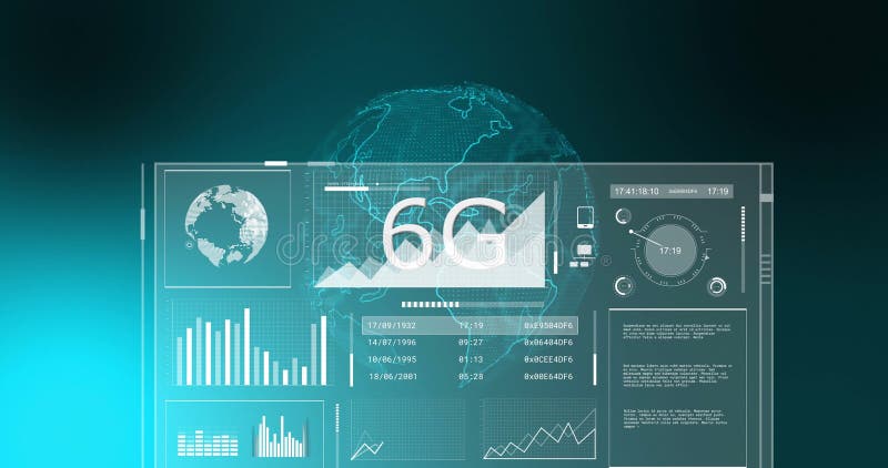 Transparent Dashboard Showing 6G Network Visuals in Digital Interface ...