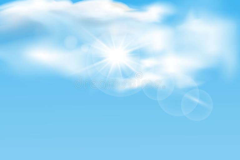 Transparent Different Clouds with Sun. Spring, Summer Isolated on Blue ...