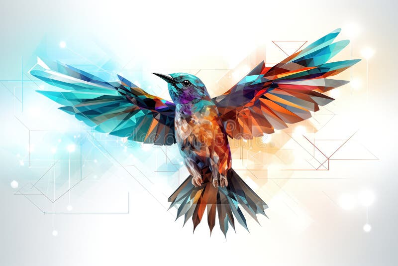 Transparent Digital Bird with AI Microchip Wings on a Gradient ...