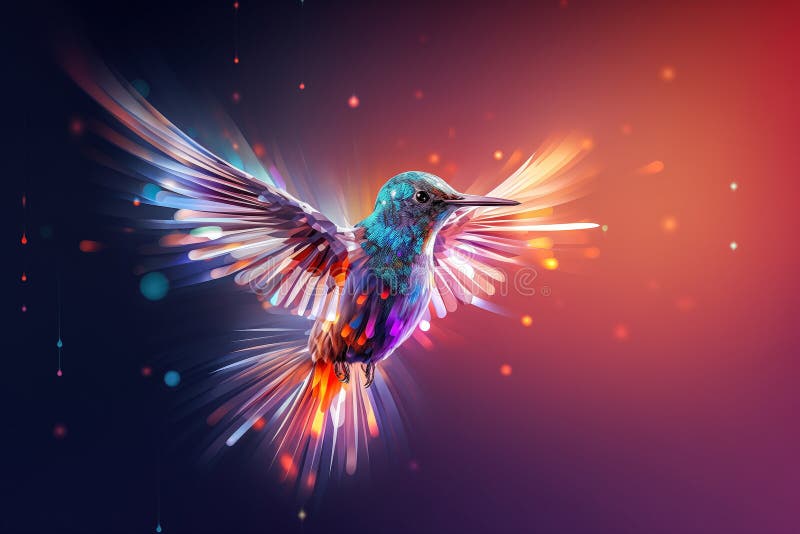 Transparent Digital Bird with AI Microchip Wings on a Gradient ...