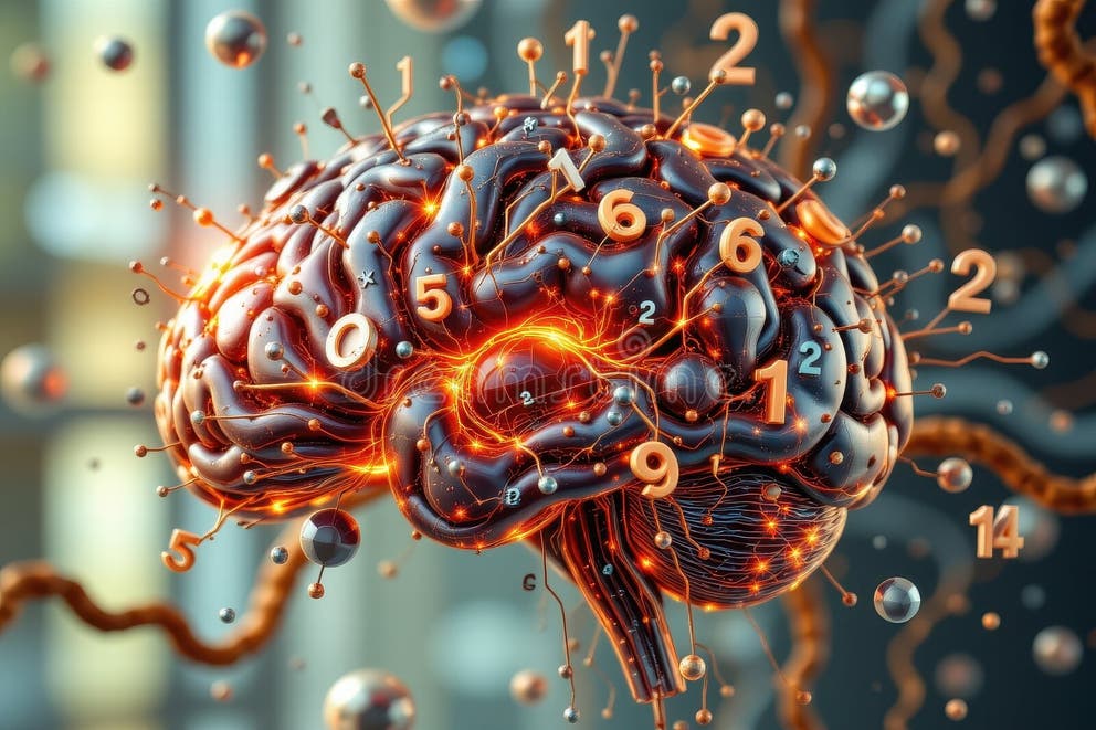 Transparent Digital Brain with Floating Numbers and Ai Code Embedded in ...