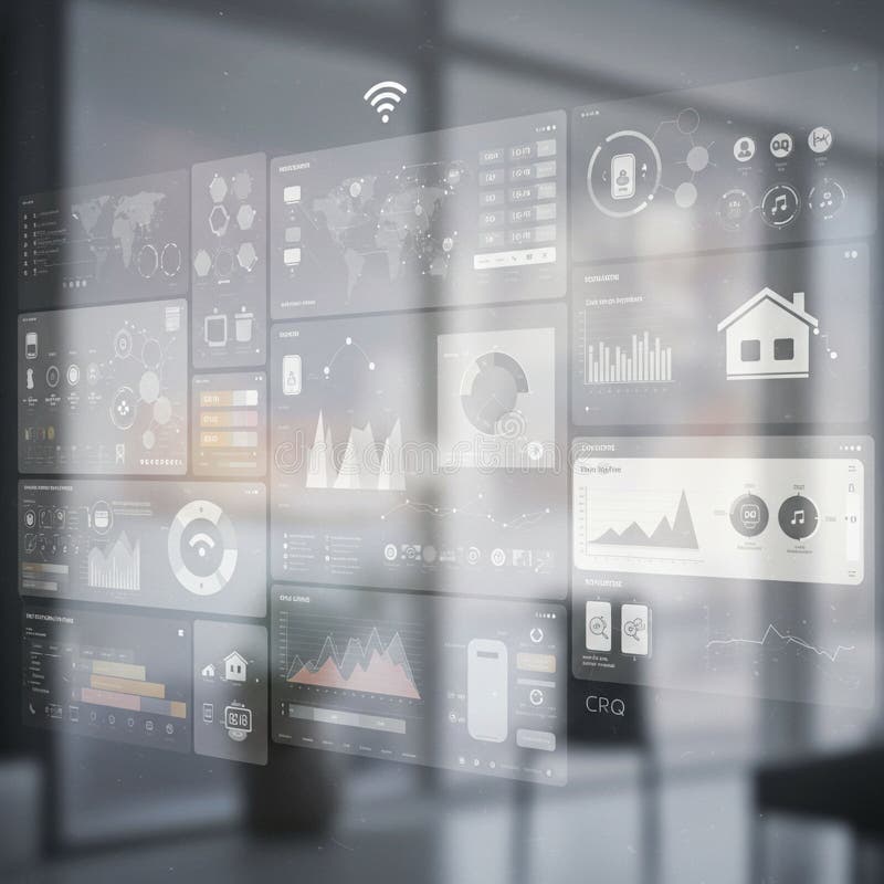 Transparent Digital Dashboard Displaying Various Data Visualizations ...