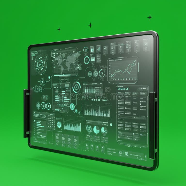 Transparent Digital Display Showcasing Various Data Visualizations ...