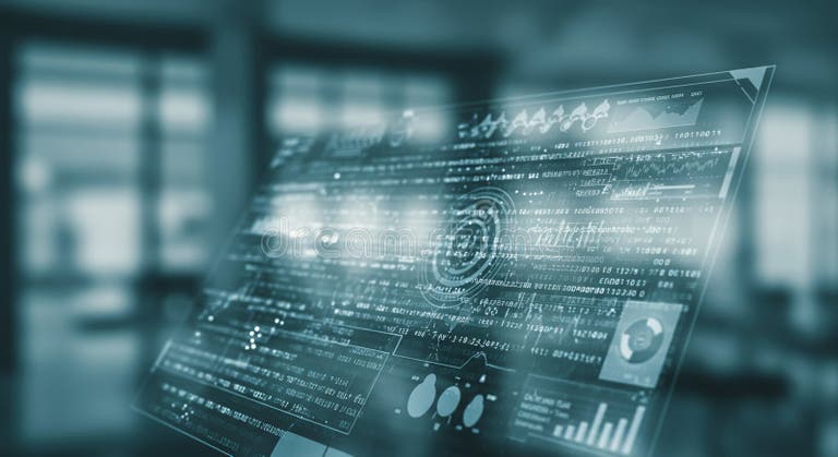 Transparent Digital Interface Displaying Complex Code, Data Visualizations, and Charts, Stock ...