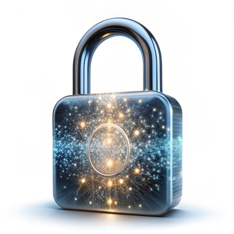 Transparent Digital Lock with Glowing Particles Stock Illustration ...