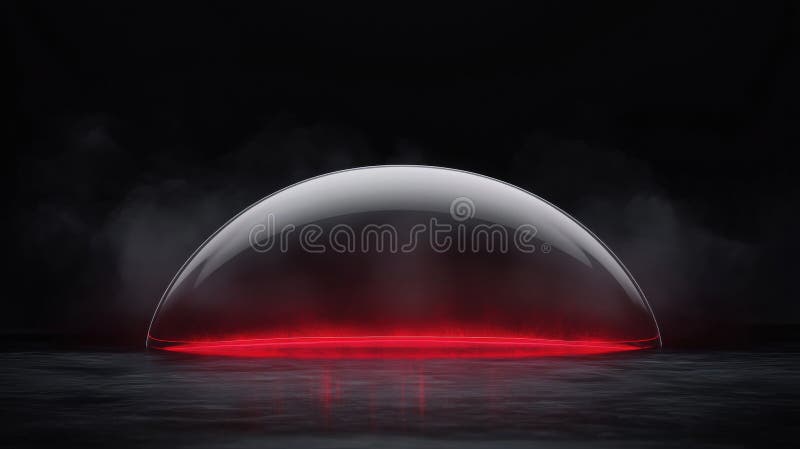 A Transparent Dome with a Red Glow at Its Base Sits on a Dark Surface ...