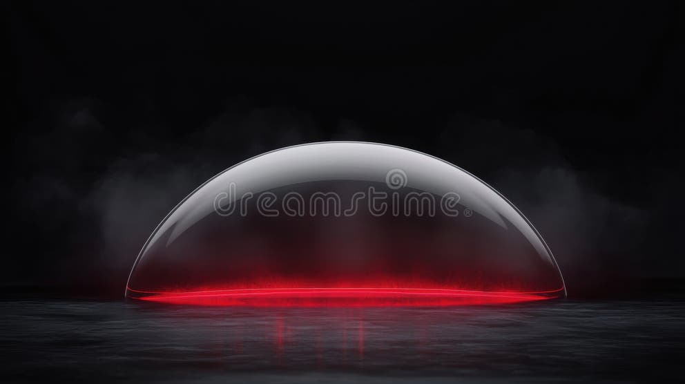 A Transparent Dome with a Red Glow at Its Base Sits on a Dark Surface ...