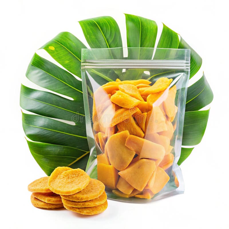 Transparent Dried Mango Snack Pouch with Tropical Vibes Stock ...
