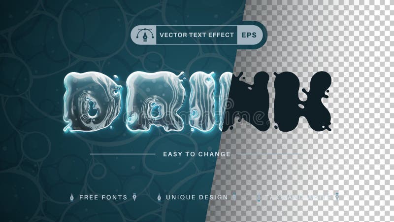 Transparent Drink - Editable Text Effect, Font Style Stock Vector ...