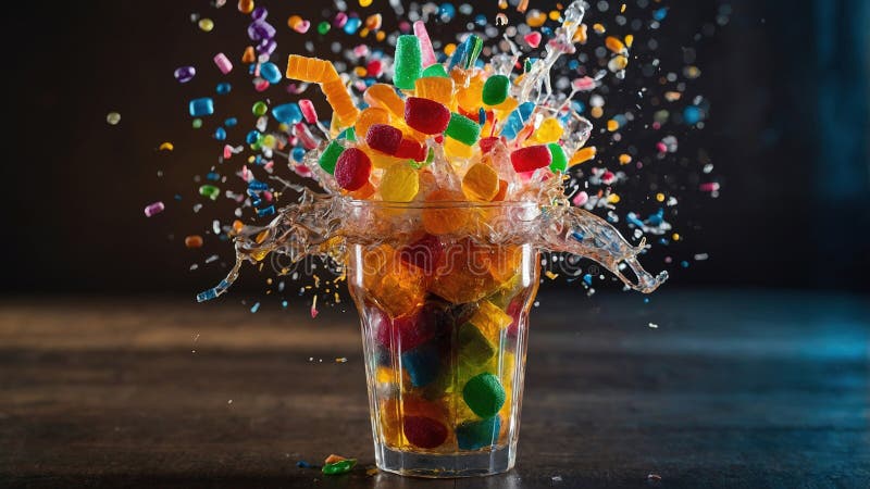 Candies beverage explotion stock illustration. Illustration of served ...