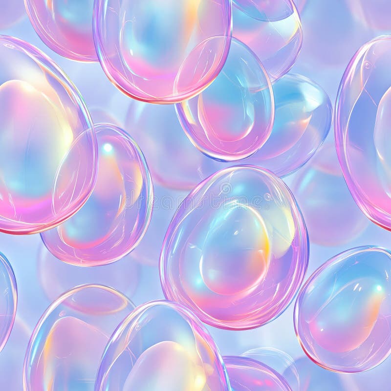 A Transparent Easter Egg Pattern with Glowing Eggs Made of Glass ...