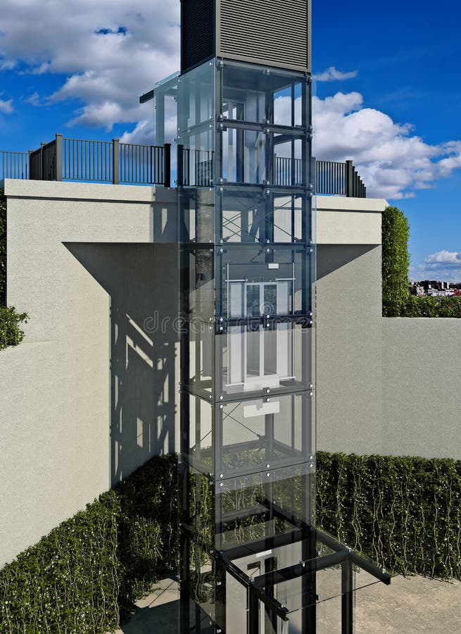 Transparent Elevator. External Elevator Stock Illustration ...