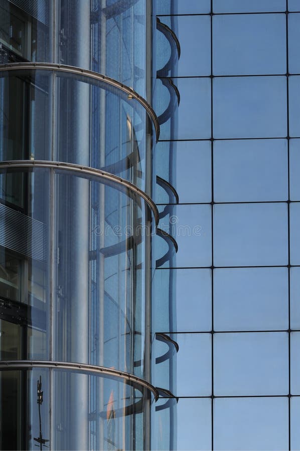 Transparent Elevator at Glass Facade of an Office Building Stock Photo - Image of town, urban ...