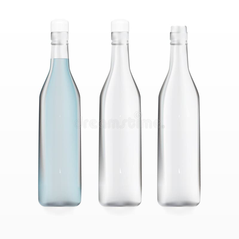 Transparent Empty Bottles and Bottle with Water Stock Image - Image of ...