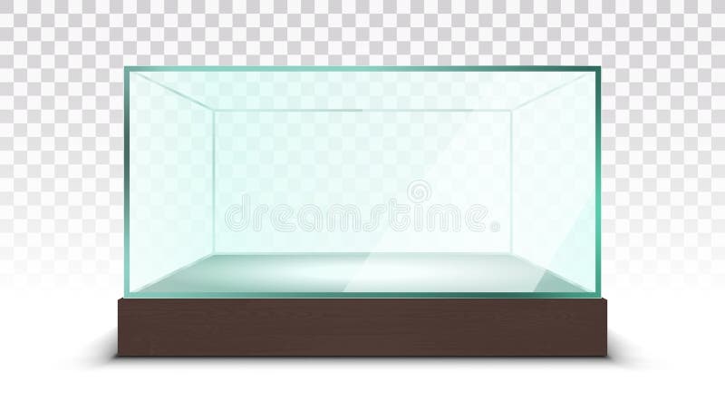 Transparent Empty Glass Box Showcase Stock Illustration - Illustration ...