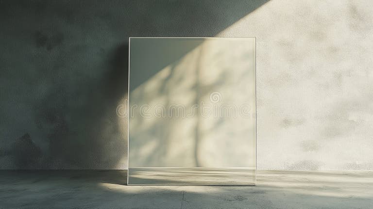 Transparent Empty Glass Frame with Light Reflections on Neutral ...