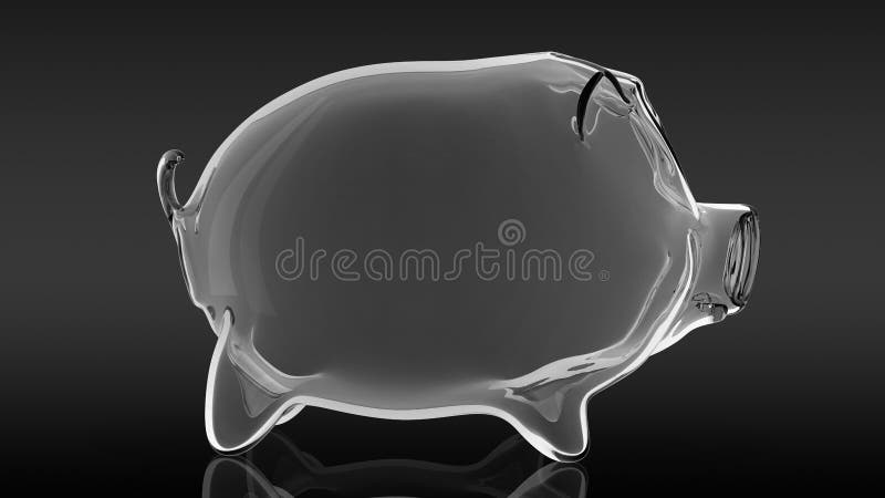 Transparent Empty Piggy Bank. 3d Rendering Stock Illustration ...