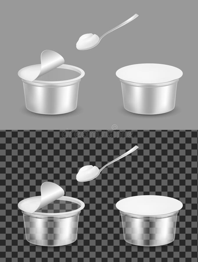 Transparent Empty Plastic Container For Yogurt. Open Packaging For Sour ...