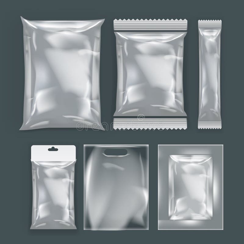 Transparent Empty Plastic Food Pack Template Set Stock Illustration ...