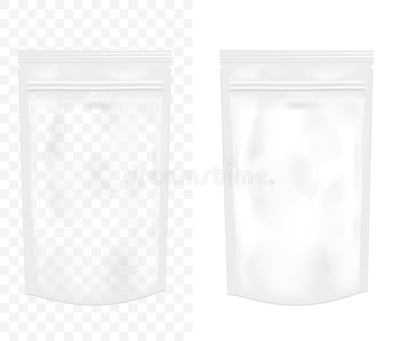 Transparent Empty Plastic Packaging with Zipper. Blank Foil Sachet for ...