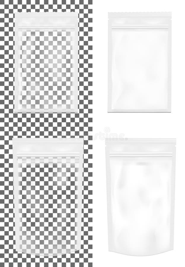 Transparent Empty Plastic Packaging with Zipper. Blank Foil Sachet for ...