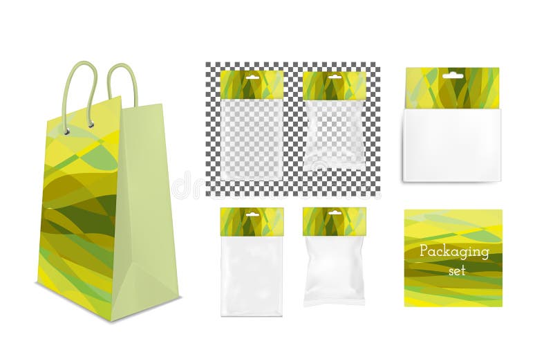 Transparent Empty Plastic and Paper Packaging. Blank Sachet with Hang ...