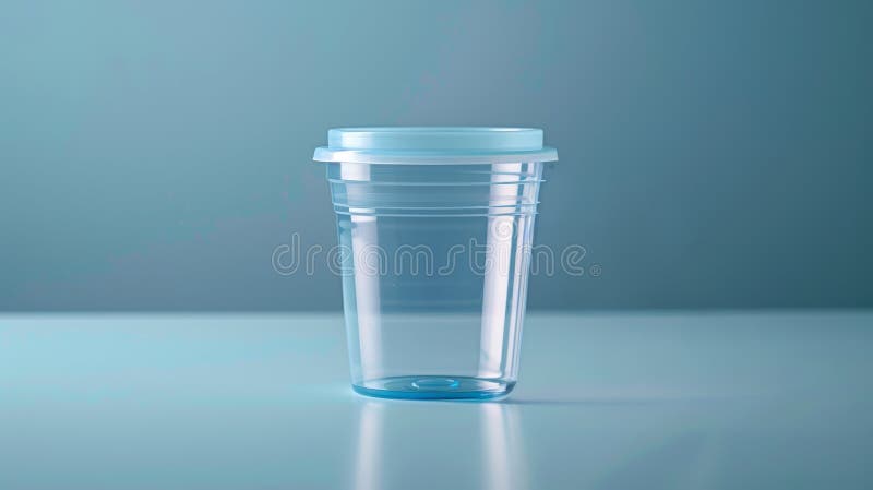 Transparent Urine Analysis Container with Black Lid. Clear Specimen Cup ...