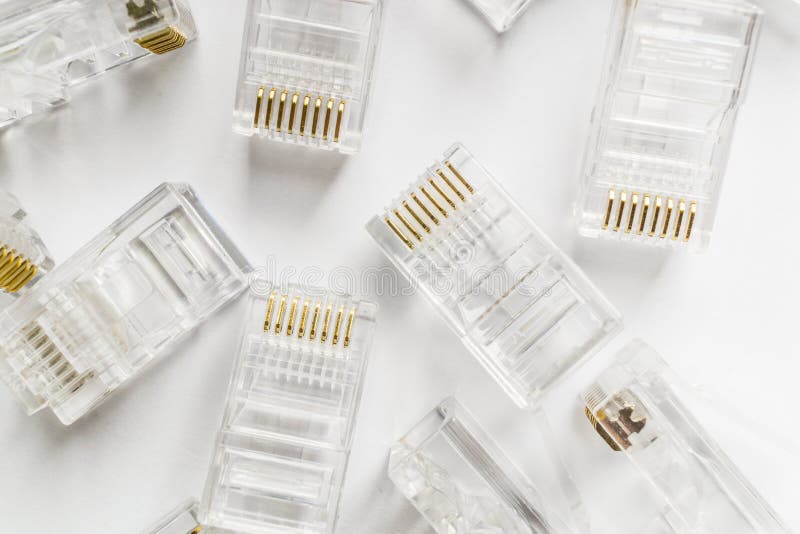 Transparent Ethernet Internet Rj-45 Connectors Background on White ...