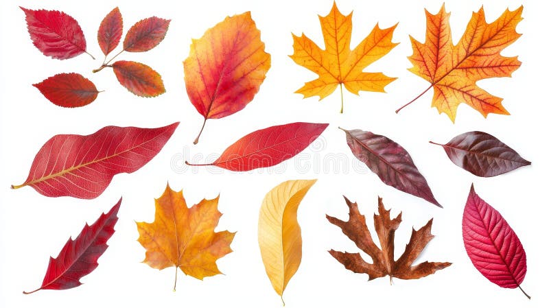 Transparent Fall Leaves Collection with Various Colors Stock Photo ...
