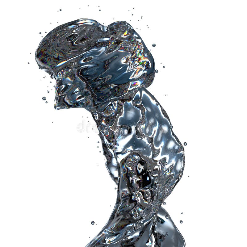 Transparent Falling Water Mass Flow Isolated 3D Rendering Fresh and ...