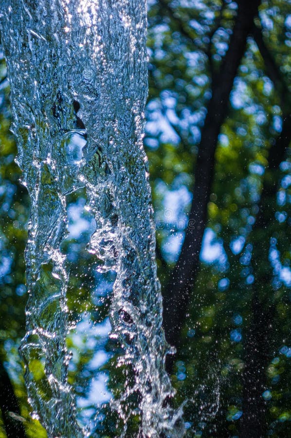 Transparent Falling Water Vertical Flows, Close Up Stock Photo - Image ...