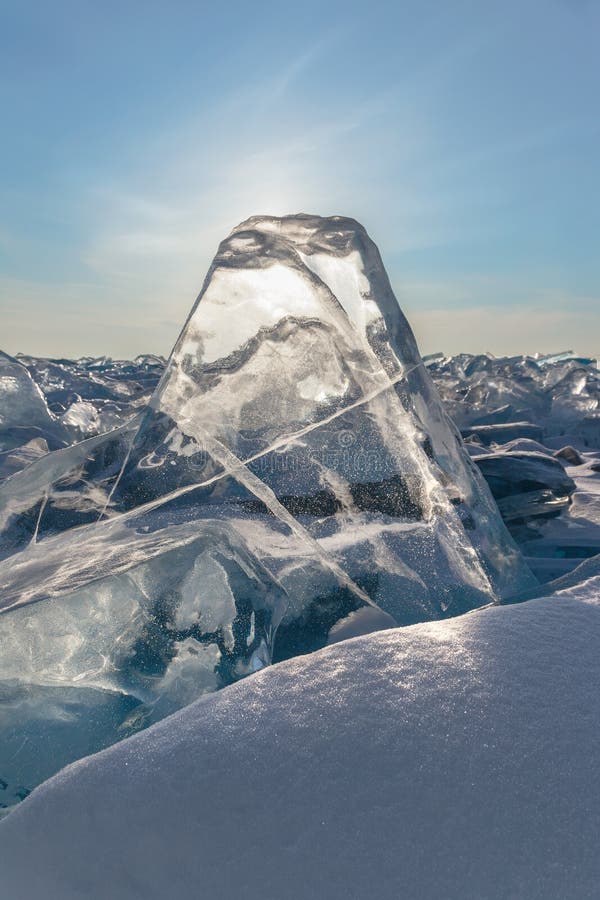 Transparent Figured Ice Blocks in Soft Morning Light Stock Image ...