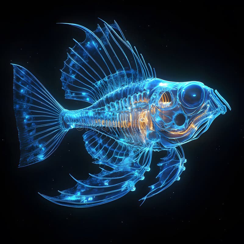 Transparent Fish Illustration on a Black Background Stock Illustration ...