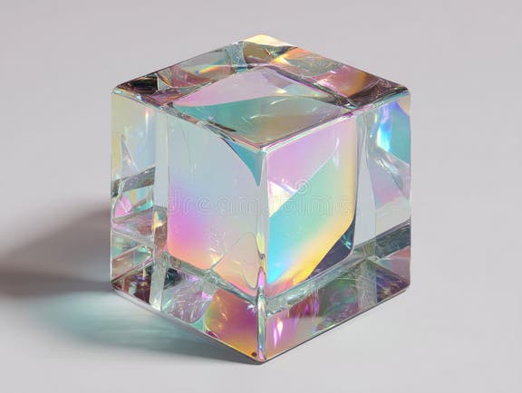 Transparent Floating Cube, Composed of Varying-sized and Colored Cubes ...
