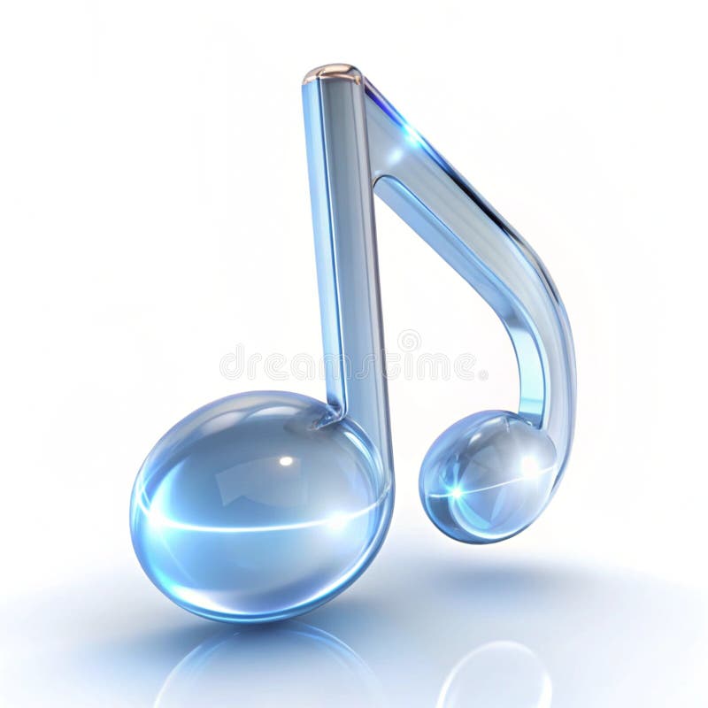 Transparent Floating Music Note with Glowing Effect Isolated on White ...