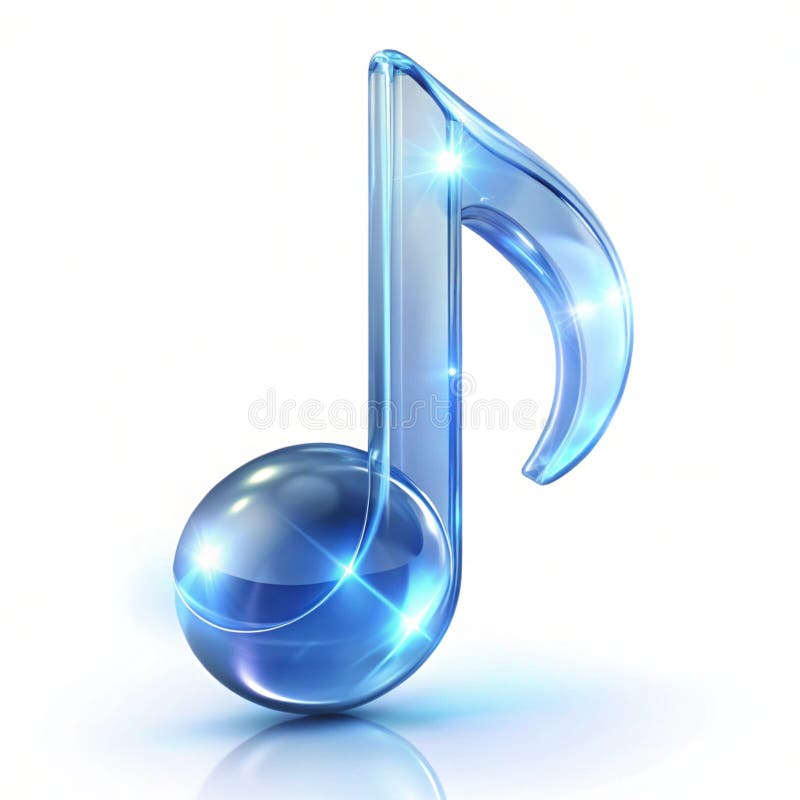 Transparent Floating Music Note with Glowing Effect Isolated on White ...