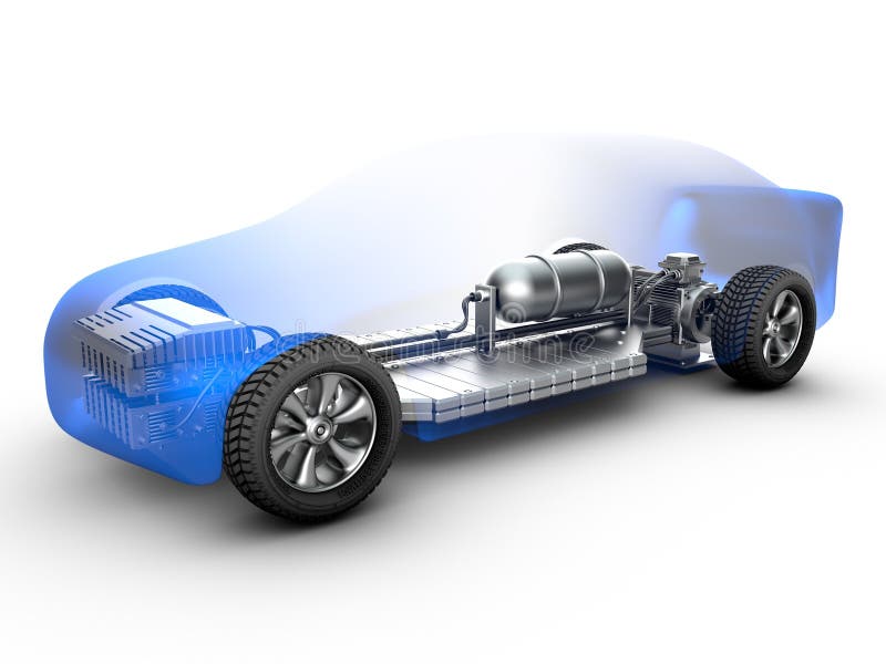 Transparent Fuel Cell Vehicle with Blue Car Body Stock Illustration ...