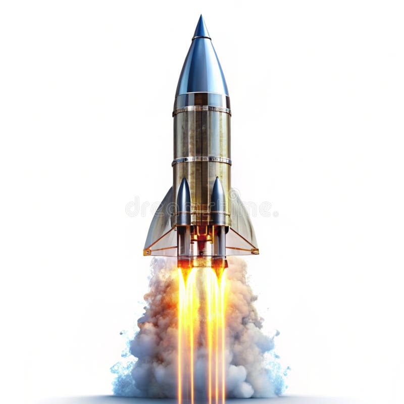 Transparent Futuristic Rocket with Animated Launch Effect Stock ...